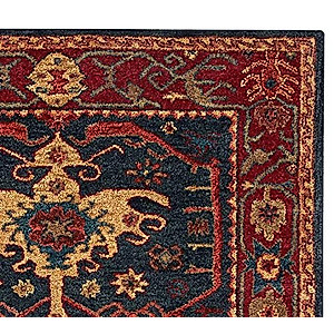 Wool Rug CHIA Channin Indigo Rug Hand Tufted Persian Traditional Wool Rug New Floral Oriental Vintage Area Rug (5x8)