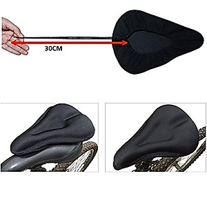 Free-fly Comfortable Gel Bike Seat Cover with Drawstring- Extra Soft Gel Bicycle Seat - Non-Slip Bike Seat Pad Cover for Mountain Road Sports MTB Bike Exercise Bike (Black)