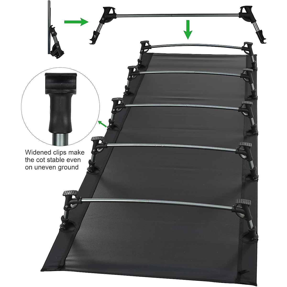 MARCHWAY Ultralight Folding Tent Camping Cot Bed, Portable Compact for Outdoor Travel, Base Camp, Hiking, Mountaineering, Lightweight Backpacking (Black)