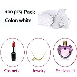 LANXINGYAN 100pcs White Organza bags 3.5x4.7 Inches Sheer Organza Bags Small Mesh Bags Jewelry Candy Wedding Party Bags (3.5x4.7"White)…