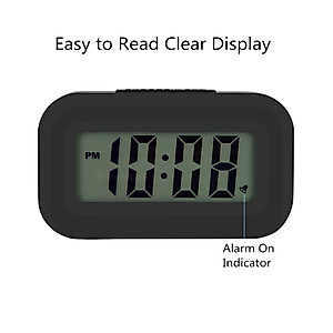 FAMICOZY Small Digital Travel Alarm Clock,Simple Operation,Easy to Read,Ascending Alarm,12/24Hr,Snooze Soft Light for Bedside,AAA Battery Operated,Black