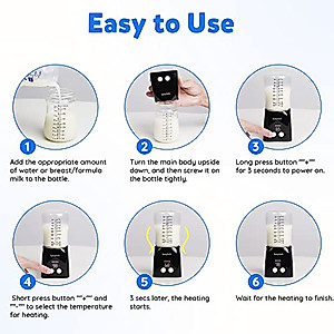 Portable Bottle Warmer, 8.8oz Travel Car Bottle Warmers On The Go for Breastmilk, 2-5 Min Fast Baby Brew Milk Bottle Traveling Warmer, 4 Precise Temperature Control, Auto Shut-Off, USB, Temp LED, USB