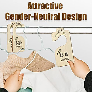 KINBOM 8pcs Baby Clothes Dividers for Closet, Double-Sided Beautiful Month Wooden Baby Closet Dividers Organizers from Newborn to 24 Months Nursery Closet Hanger for Infant Wardrobe