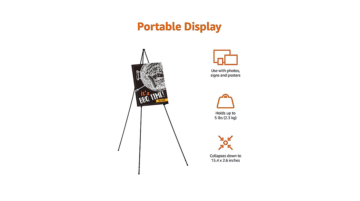 Amazon Basics Easel Stand - Portable Poster Display for Events