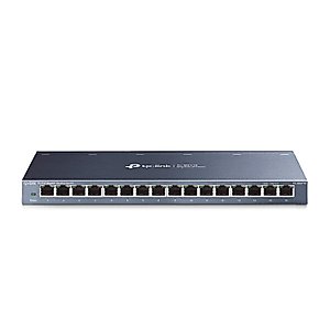 TP-Link 16 Port Gigabit Ethernet Network Switch | Desktop/ Wall-Mount | Lifetime Protection | Fanless | Sturdy Metal w/ Shielded Ports | Traffic Optimization | Unmanaged (TL-SG116) (Renewed)