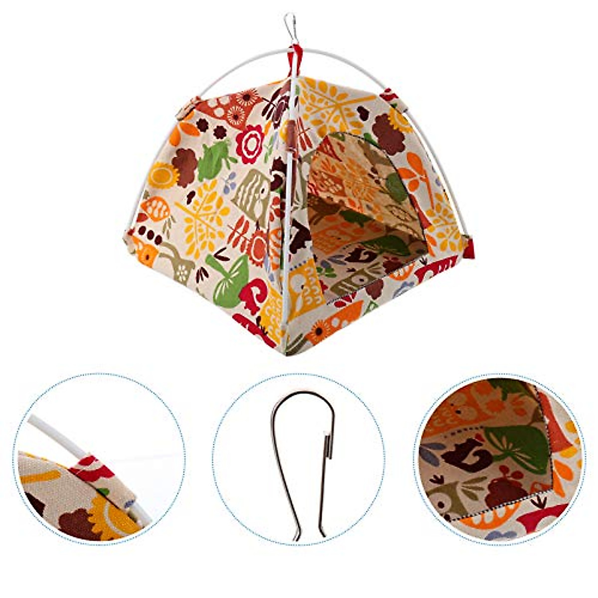 Scicalife Bird Nest Hut Hanging Hammock,Foldable Parrot Cage Tent House Bed Habitat Hideaway Toy