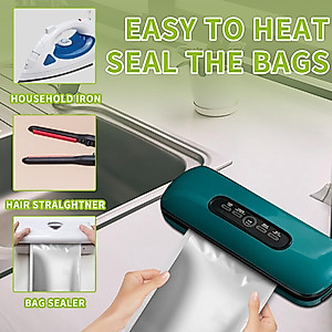 50 pcs Mylar Bags for Food Storage Reusable Mylar Bags with Oxygen Absorbers 400cc Thick 9.44 mil,Heat Sealable Mylar Bags for Food Storage Zipper Pouches (1 Quart, 10"x7")