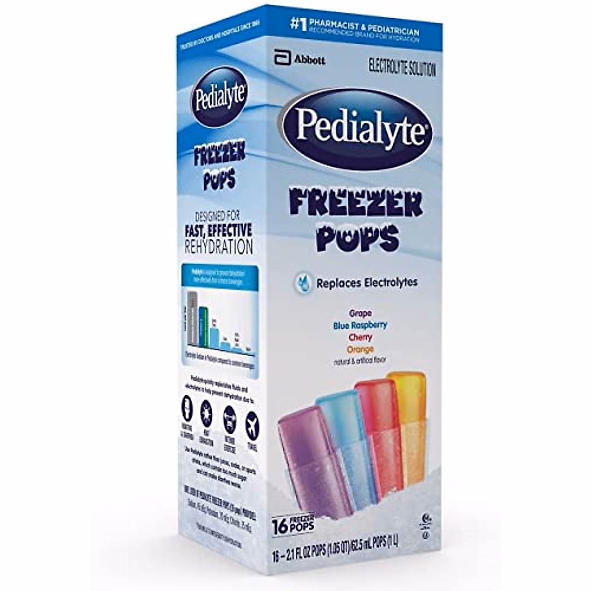 PEDIALYTE FREEZER POPS 16 each 2.1OZ (Case of 4)