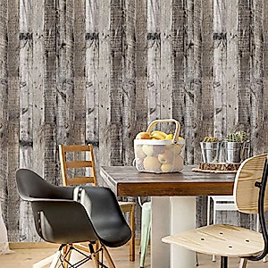 Livebor Grey Wood Wallpaper Peel and Stick Wallpaper Contact Paper 17.7inch x 118.1inch Shiplap Wood Peel and Stick Wallpaper Faux Wood Plank Wall Paper Barnwood Contact Paper Self Adhesive Decor