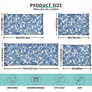 Blue Navy Camo Pillow Cases King Size Breathable Skin-Friendly Velvet Pillow Covers Soft Cozy Pillowcase for Bed Bedroom Sofa Couch Home Decor