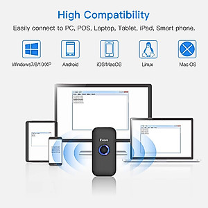 Eyoyo Mini 1D Bluetooth Barcode Scanner, 3-in-1 Bluetooth & USB Wired & 2.4G Wireless Barcode Reader Portable Bar Code Scanning Work with Windows, Android, iOS, Tablets or Computers