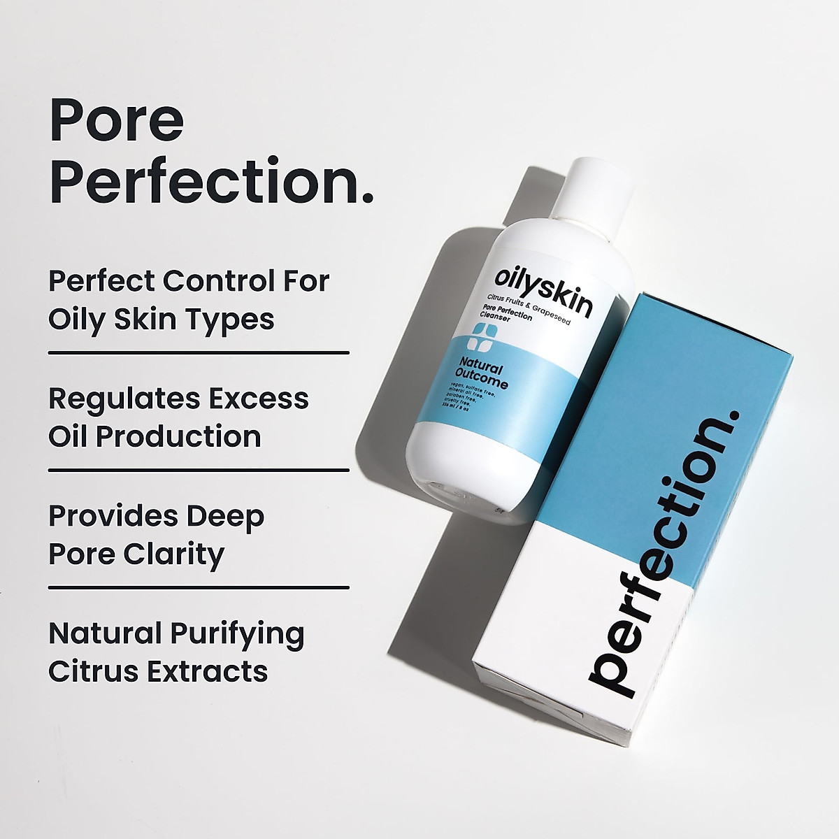 natural outcome Oily Skin Cleanser | Oil Control Daily Face Wash | Pore Hydrating Non-Greasy Cleansing Gel with Purifying Citrus Extracts for Oily Skin Types | Sulfate & Cruelty Free | 8 oz