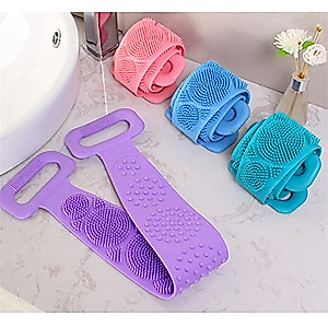 INGVY Dry Brushing Body Brush Rubbing Back Mud Magic Silicone Brush Bath Towels Peeling Body Massage Shower Extended Scrubber Skin Clean Shower Brush Massage (Color : Purple)