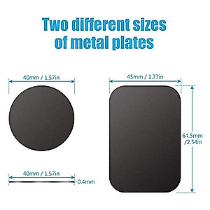 WixGear Metal Plates (8 Pack) with Adhesive for Magnetic Cradle-Less Mount - 4 Rectangle and 4 Round (Compatible with Magnetic Mounts) (Black)