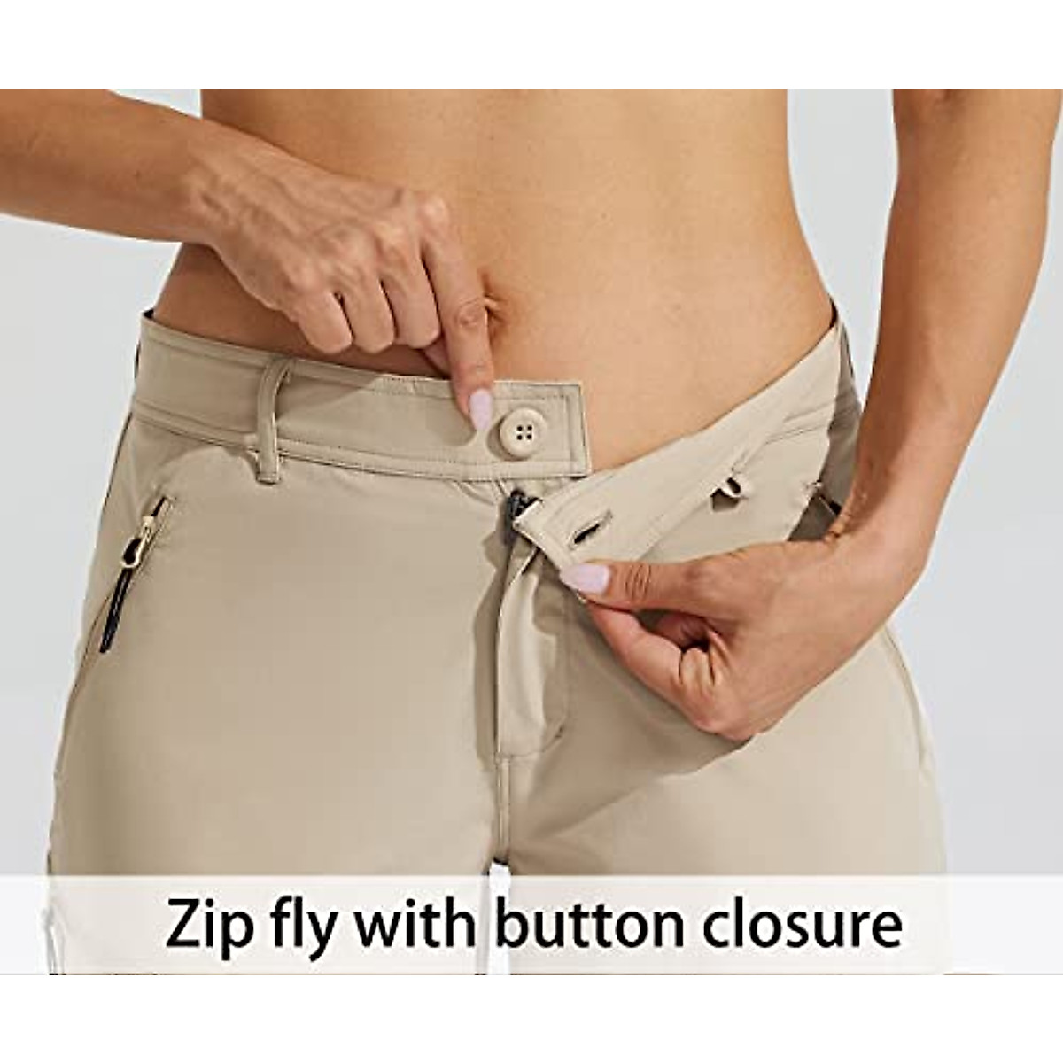 Willit Women's 10" Hiking Golf Long Shorts Quick Dry Athletic Outdoor Summer Shorts with Pockets Khaki Size 10