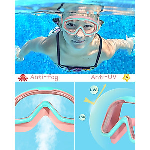 Water Space 2 Pack Swim Goggles Swimming Goggles for Kids Youth Girls Boys Aged 3-6 4-7 6-14 8-12, Toddler Goggles Anti-fog Waterproof Clear Anti-fog Wide Vision, Pool Underwater Goggles No-Leaking