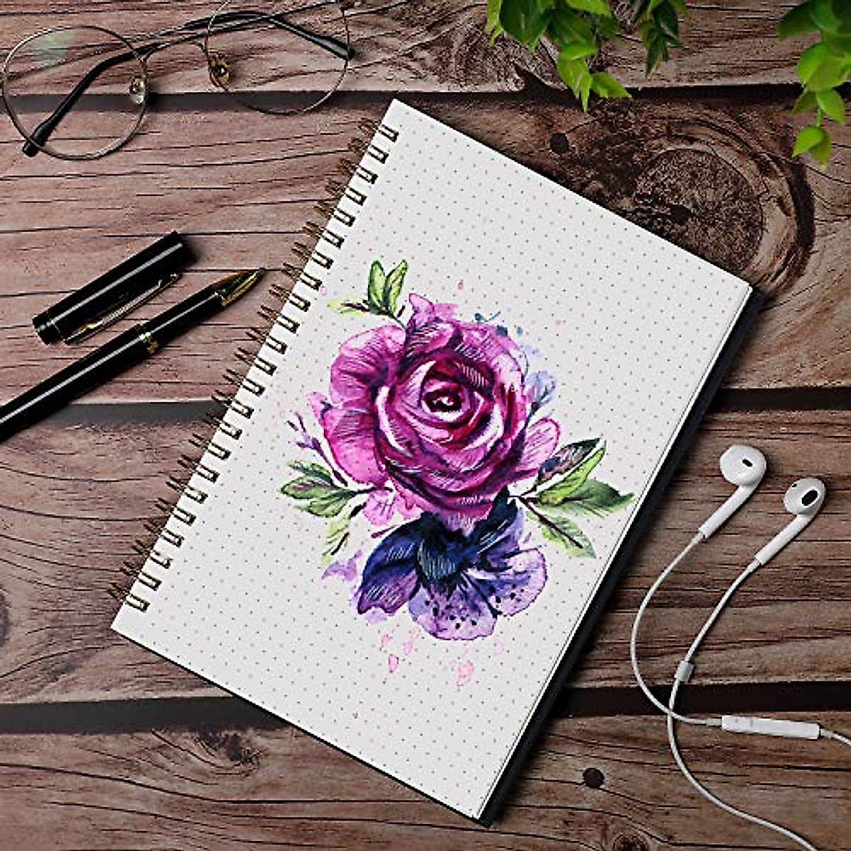 XYark Dot Grid Notebook Spiral, Flower A5 Dotted Bullet Grid Journals Bulk, 100GSM Thick Paper Travel Journal Set, Hard Cover, Wirebound Diary Planner, 75 Sheets per Book, 5.7x8.3 inch, 3 Pack