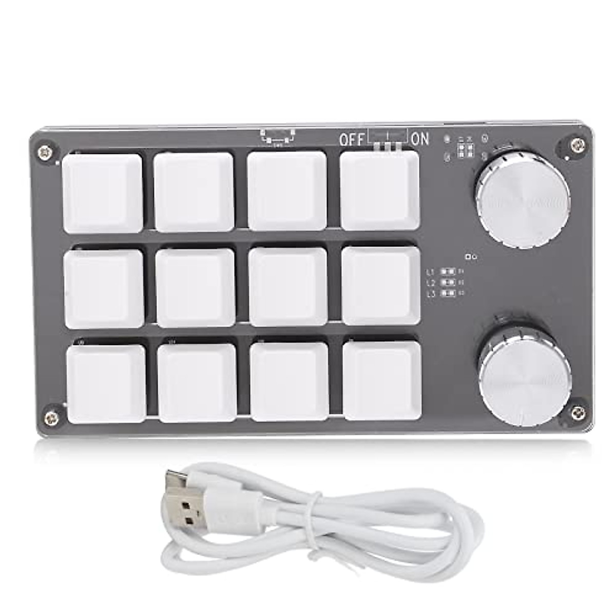 Focket One Handed Programmable Mechanical Keyboard, 12 Key Programmable Macro Keyboard with Knob, USB Programmable Mini Keyboard Programmable Keyboard, Gaming Keypad, Plug and Play