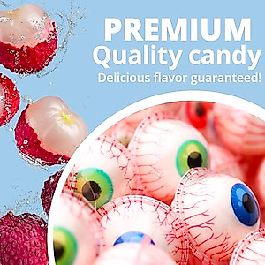 Gummy Candies - Jelly Filled Gummies - Gummy Eyeballs Halloween Candy Filled with Real Peach Jam - 5 pcs Individually Wrapped Chewy Candy - Halloween Party Favor