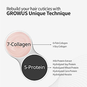 GROWUS Damage Therapy Shampoo - Salicylic Acid, Niacinamide, Dexpanthenol, Protein, Anti Hair Loss, Free from Paraben and Surfate, Nourishing Shampoo for Frizzy and Damaged Hair (16.9 Fl Oz / 500ml)