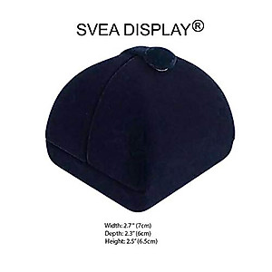 Svea Display Navy Blue Velvet Premium Grade Jewelry Box for Earrings Necklace Double Layer Modern Unique Design Packaging Gift for Her (Jewelry is not included)