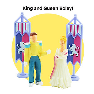 Boley Princess Castle Dollhouse - Small Plastic Doll House Pop-Up Castle Kit with Furniture and Front Lawn Miniatures - 19 Piece Play Set for Girls