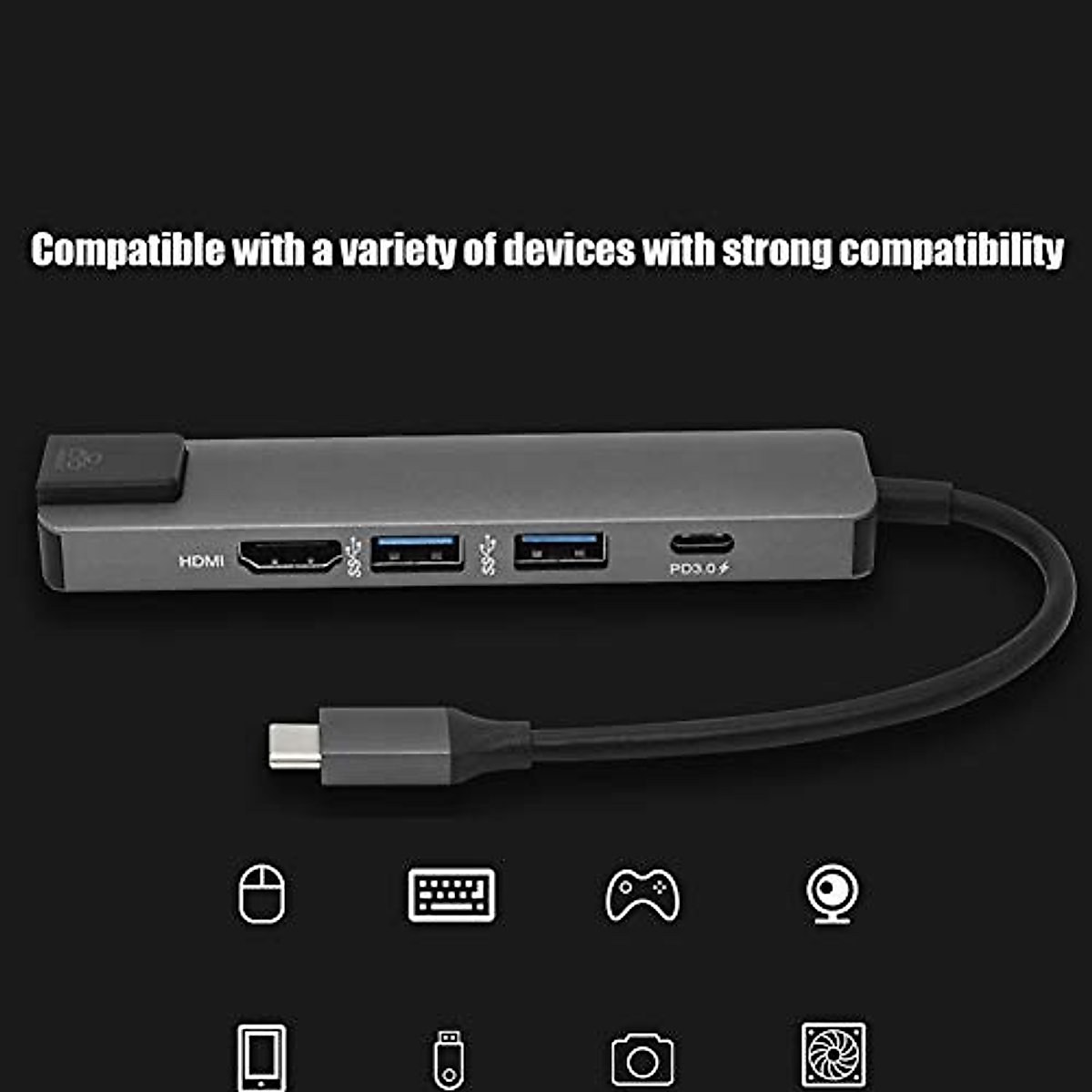 XUNMAIFHB Portable Docking Station,Type c to HDMI 3.0 Splitter with PD Powered RJ45 Network Card Converter Multi-Function Docking SD/TF/HDMI high-Definition Interface Fast Transmission