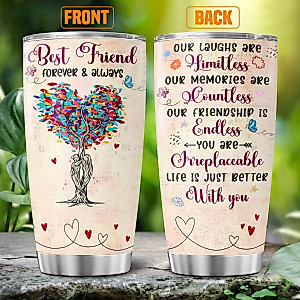 JENOIS Tumbler 20 Oz With Lid And Straw, Best Friend Friendship, Holiday and Christmas Gifts, For Women Tumblers