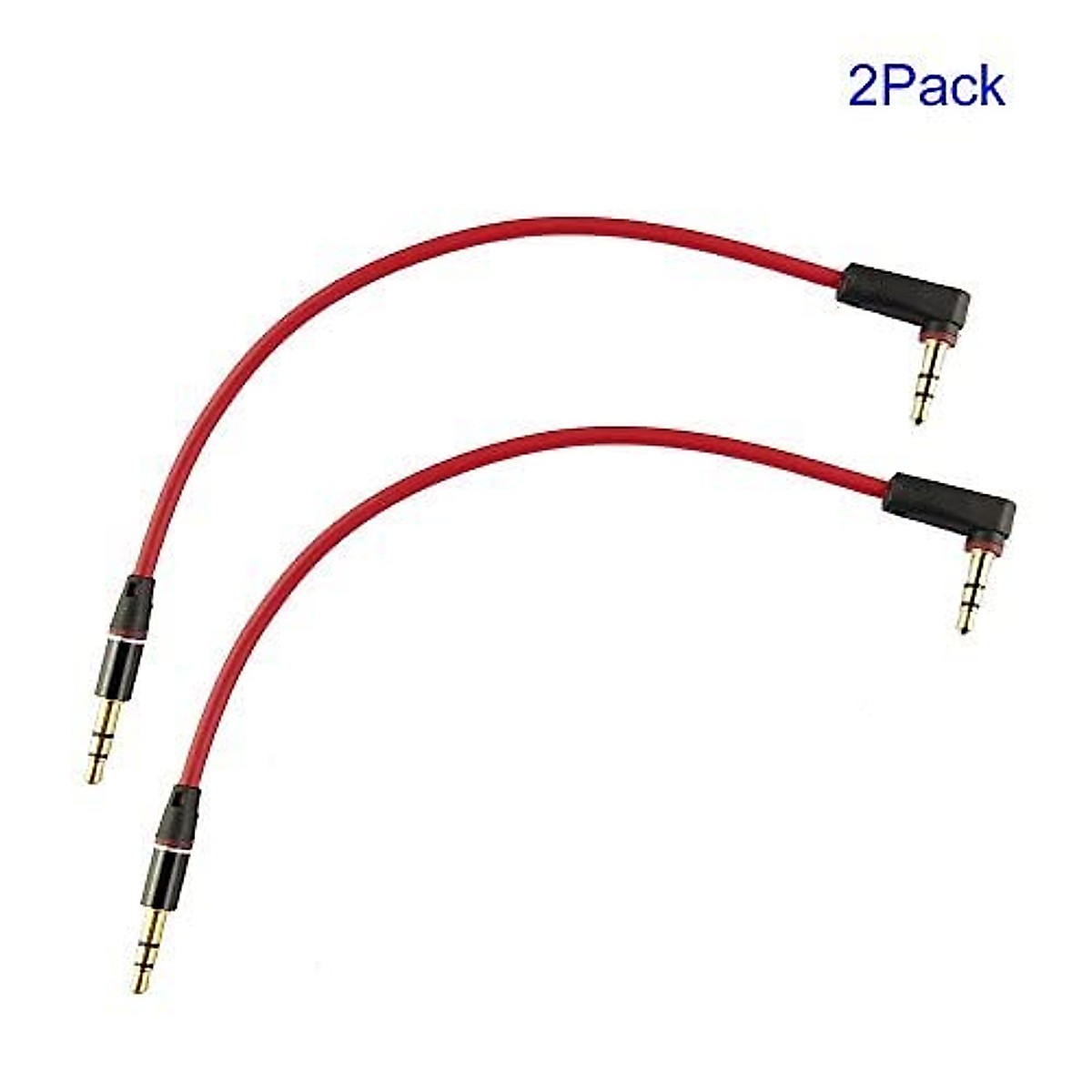 Seadream 2Pack 8inch 3Port 3.5mm Right Angle Male to Male Aux Audio Cable Replacement for Headphones, iPods, iPhones, iPads, Home/Car Stereos and More