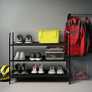 MAX Houser 3 Tier Free Standing Shoe Rack, Shoe Organizer for Closet,Metal Shoe Storage Shelf for 9-12 Pairs of Shoes, Easy to Assemble, Entryway, Bedroom, Black