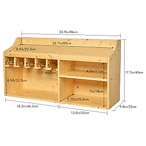 XCSOURCE Power Tool Organizers and Storage Cabinets, Wooden Drill Charging Station, 5 Slots Drill Holder Storage Racks Wall Mount with 3 Shelves for Work Bench, Wrench, Screwdriver, Drills
