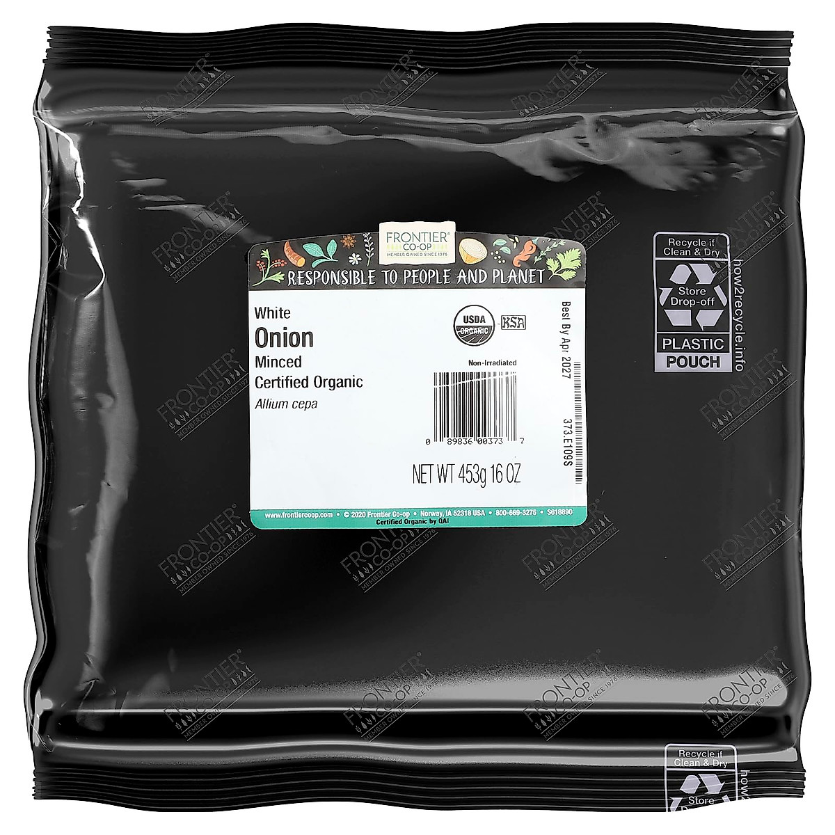 Frontier Co-op Certified Organic White Minced Onion, 1-Pound Bulk, Warm, Sweet, Salty Flavor For Stews & Soups, Kosher