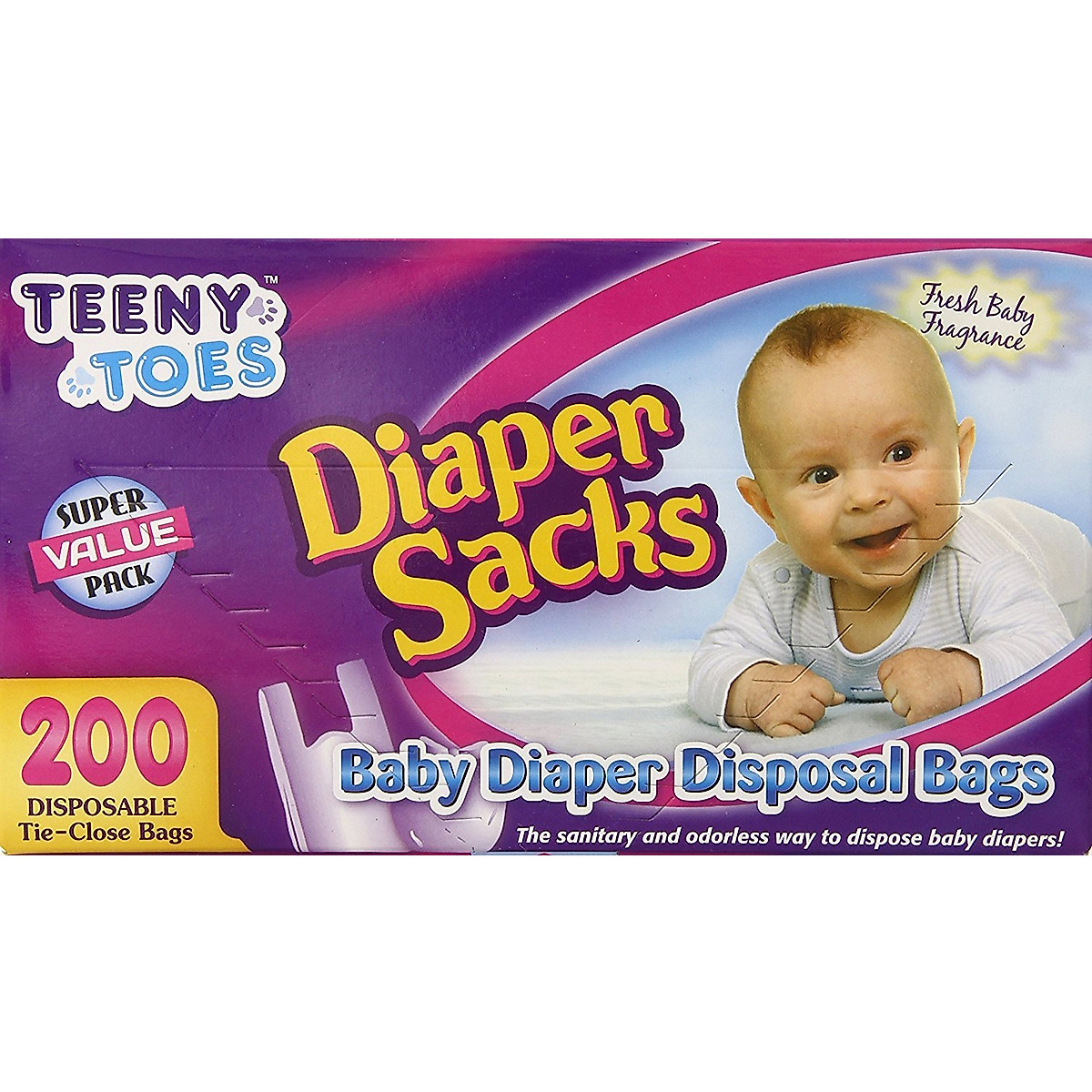 Teeny Toes Baby Disposable Diaper Sacks, 200 Count