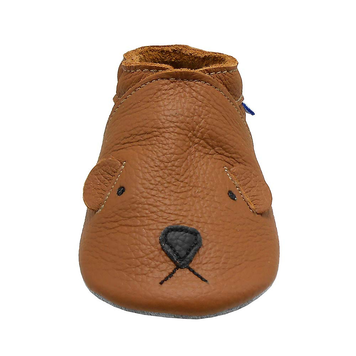 YIHAKIDS Baby Leather Shoes First Walking Moccasins Infants Boys Girls Soft Sole Toddler Crawling Slippers Dog(Brown,6-12 Months,sole length 5.1in)
