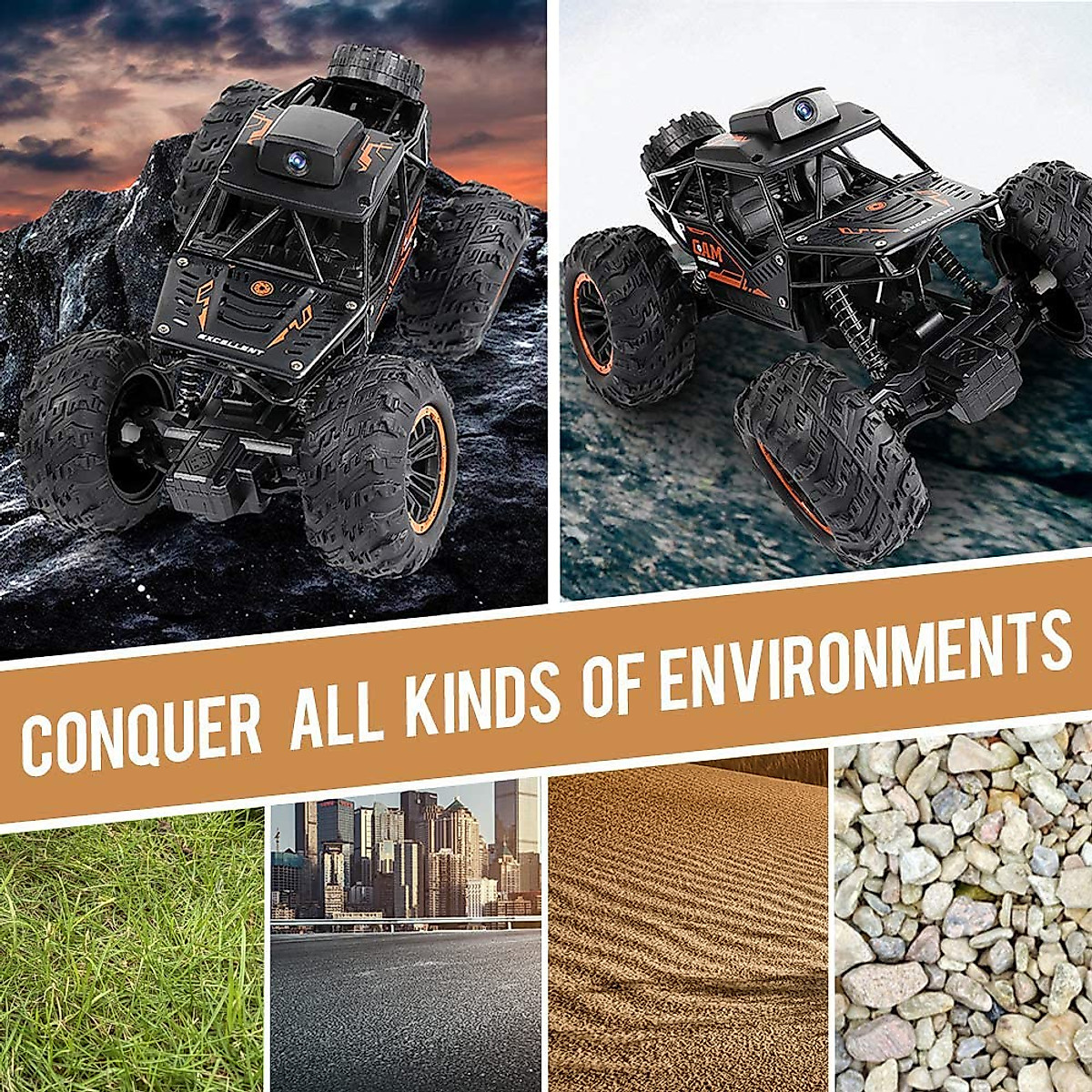 ROVPRO RC Car, 1:18 Remote Control Car with Camera, High Speed Alloy Off Road Truck Fast Racing Vehicle Electric Hobby Toy Car Gift for Boys Kids Teens Adults