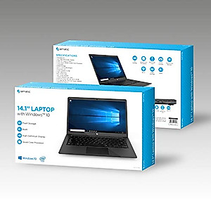 Ematic 14.1" Laptop PC with Intel Atom Quad-Core Processor, 4GB Memory, 32GB Flash Storage and Windows 10, Black (Ewt147), 14-14.99 inches