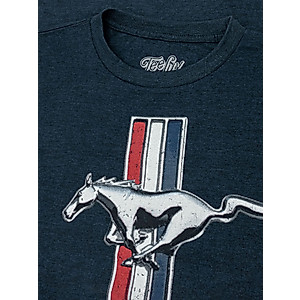 Tee Luv Men's Distressed Ford Mustang Shirt, Navy Heather, L