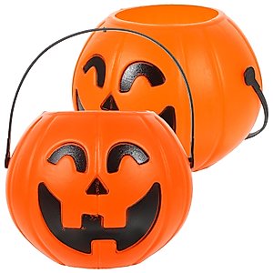 Abaodam 2 Pcs Pumpkin Buckets for Trick or Treating Halloween Pumpkin Basket Halloween Treat Bucket Portable Pumpkin Bucket Halloween Candy Bowl Pumpkin Lantern Child Candle Holder Bulk