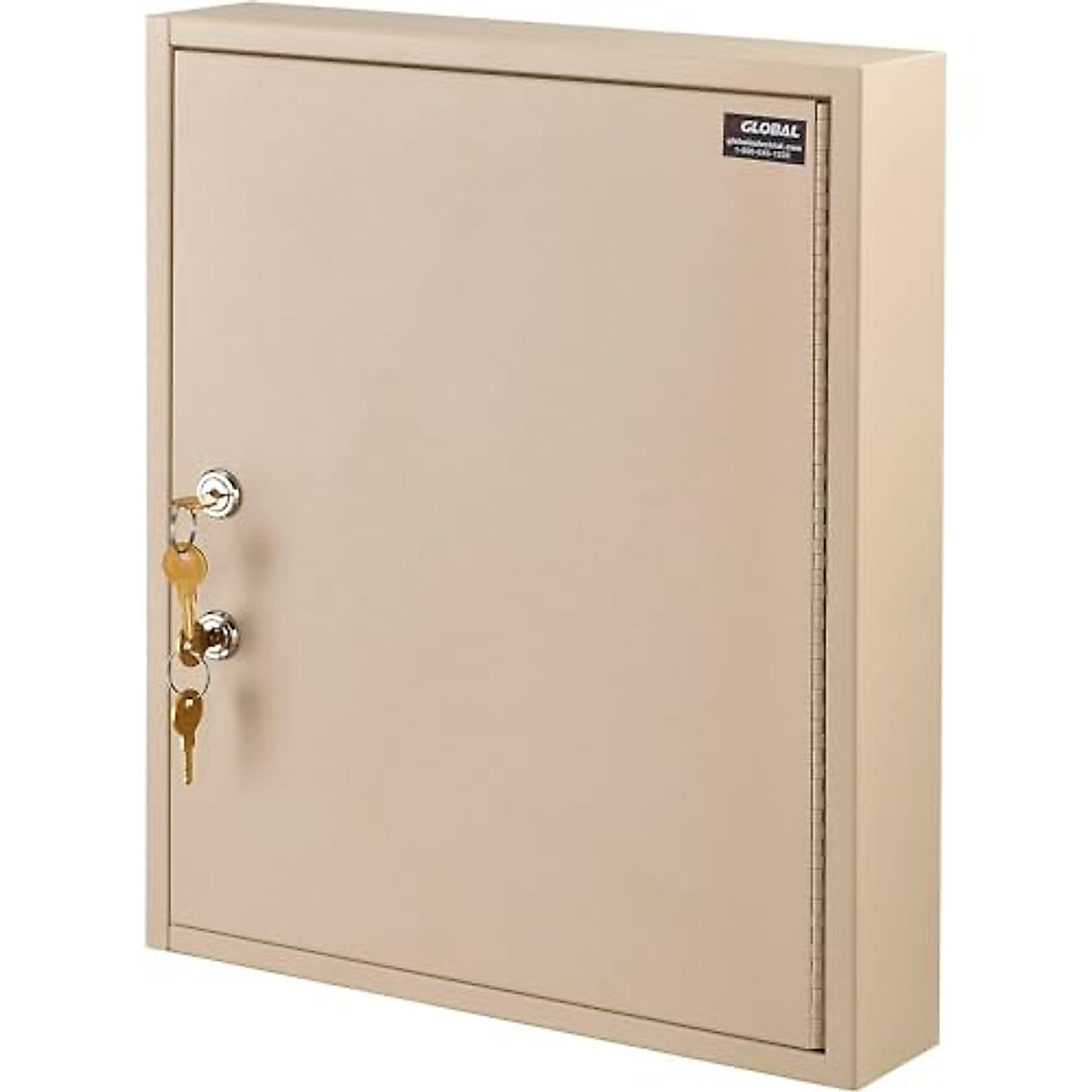 Global Industrial Medical Security Cabinet with Double Key Locks, 14"W x 3-1/8"D x 17-1/8"H, Beige