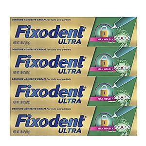Fixodent Ultra with Scope Flavor, Denture Adhesive, 1.8 oz (Pack of 4)