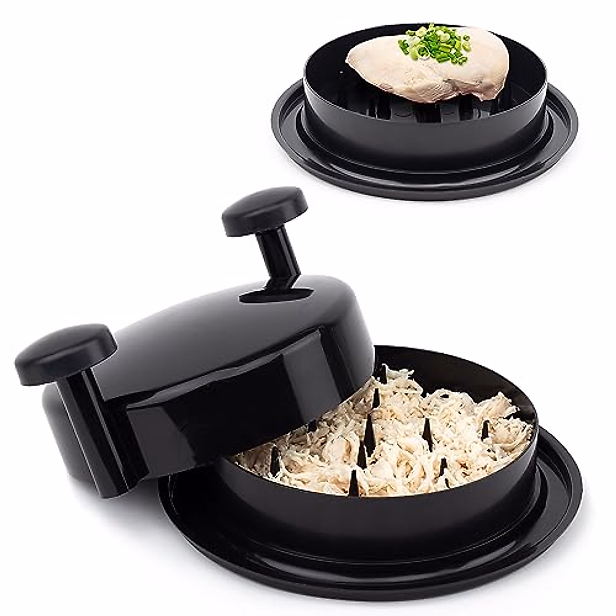 CHIKENCOOP Chicken Shredder with Grinder Function, Robust Handle, Easy Shred for Pork, Beef, 8inch - Heat Resistant, Dishwasher Safe Black