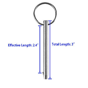 2 Pack Quick Release Pin, Diameter 1/4"(6.3mm), Total Length 3"(76mm), Effective Length 2.4"(61mm), Full 316 Stainless Steel, Bimini Top Pin, Marine Hardware