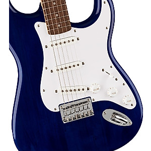 Fender Stratocaster HT, White Pickguard - Transparent Blue Bundle with Frontman 10G Amplifier, Instrument Cable, Gig Bag, Strap, Picks, and Austin Bazaar Instructional DVD
