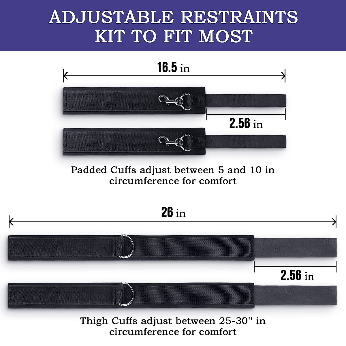 BDSM Bondage Sex Toys Restraints, Couples Sex Toy Handcuffs Adjustable Sex Cuffs Sex Restraints Straps Wrist-to-Thigh, Restraint Set Adult Sex Toys for Couple