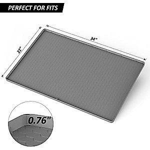 Pegwey Under Sink Mat - 34"x22" | Waterproof Kitchen and Bathroom Silicone Cabinet Tray | Protector for Drips Leaks Spills Tray (Grey)