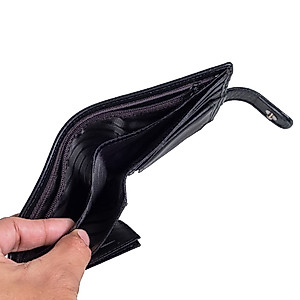 Genuine Stingray Leather Business Window Card Men Black Bifold Snap Coin Wallet