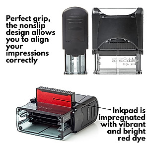 Self Inking Rubber Stamp, Refillable Red Ink Preinstalled - (9/16" x 1-1/2") (Confidential)