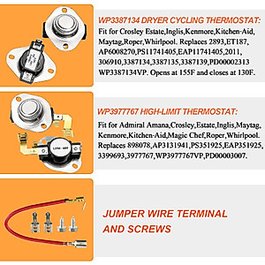 279838 W10724237 Dryer Heating Element Kit for Whirlpool Kenmore Maytag Dryer - 3977767 3392519 Thermostat Fuse 3387134 397793 Thermostat- Replaces PS334313 4531017 MEDX655dW1 WED4815EW1 by Blutoget
