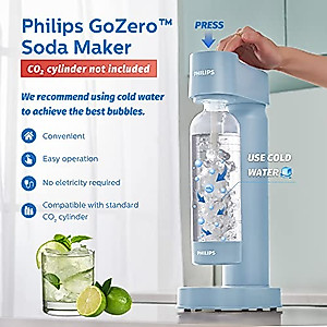 PHILIPS Sparkling Water Maker Soda Maker Soda Streaming Machine for Carbonating with 1L Carbonating Bottle, Seltzer Fizzy Water Maker, Compatible with Any Screw-in 60L CO2 Carbonator(NOT Included)