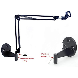Microphone Wall Mount, Suspension Mic Stand Clip for Blue Yeti Snowball,Radio Broadcasting, Voice-Over Sound, Stages,TV Stations,Youtube